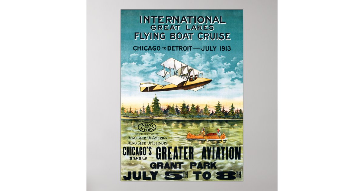 Vintage 1913 Flying Boat Cruise Poster | Zazzle