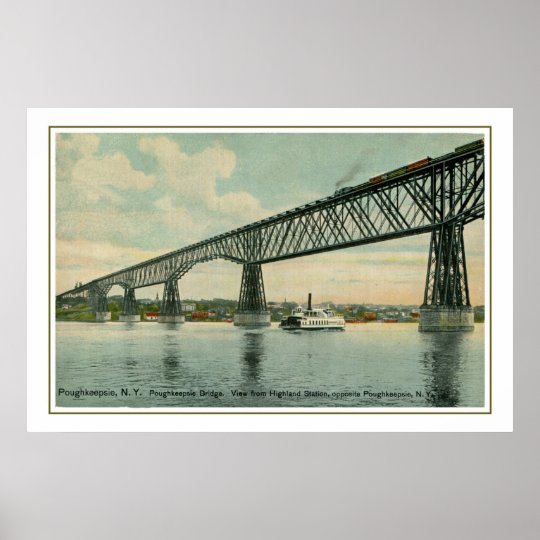 Vintage 1913 Poughkeepsie Bridge, train, boat Poster | Zazzle.com