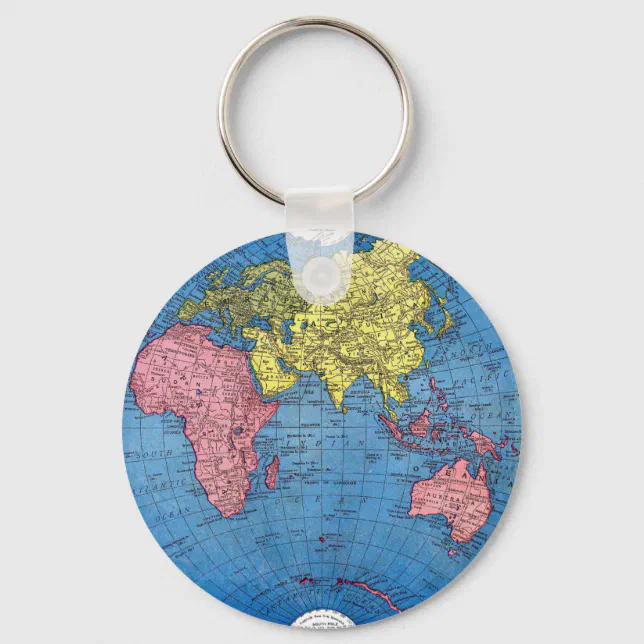 Vintage 1915 Map of the World Atlas Globe Keychain | Zazzle