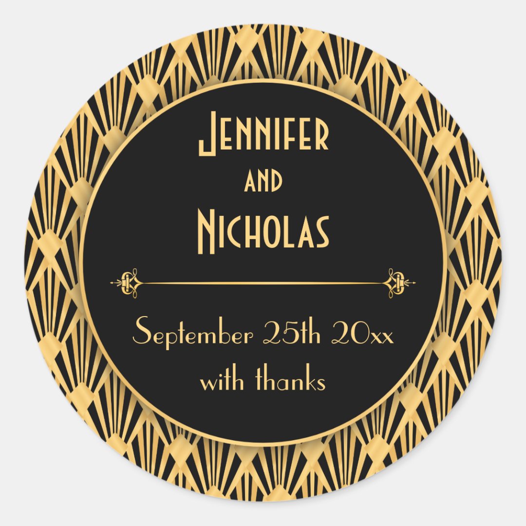 Vintage 1920s Art Deco Geometric Diamonds Pattern Classic Round Sticker ...