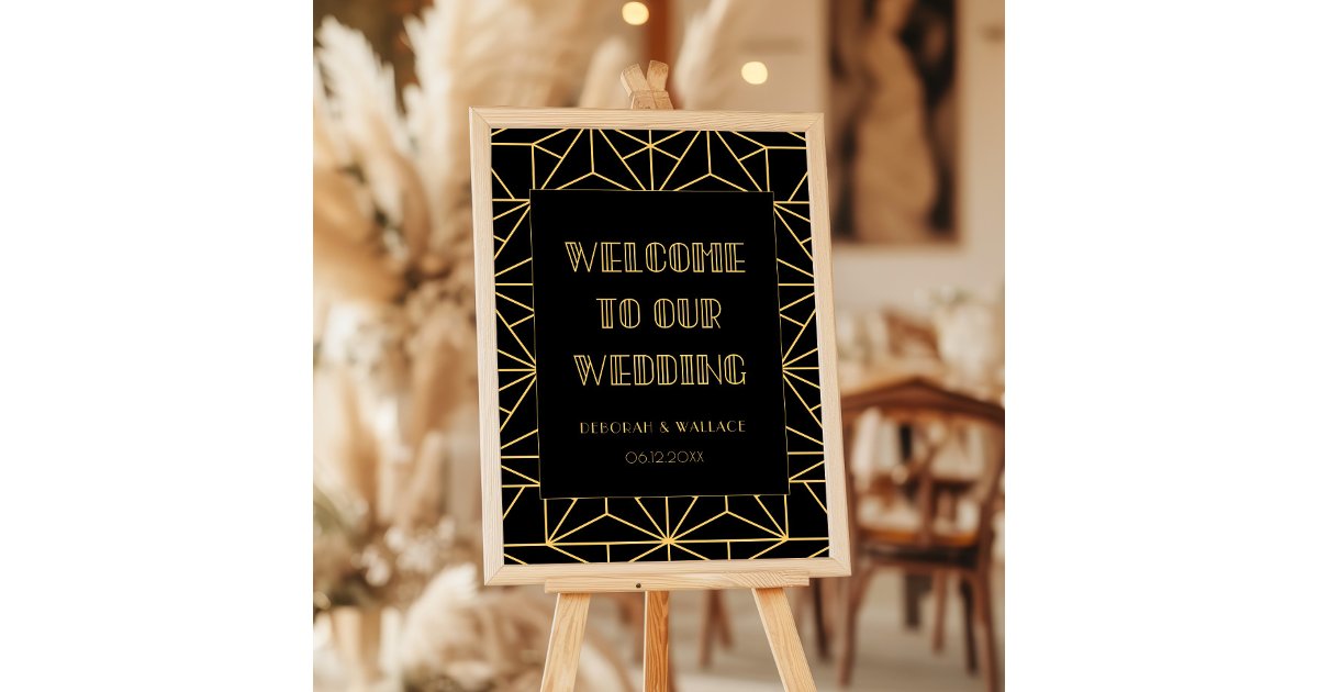 Vintage 1920s art deco Welcome to our wedding sign | Zazzle