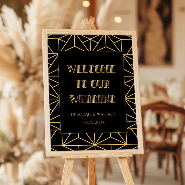 Vintage 1920s art deco Welcome to our wedding sign | Zazzle