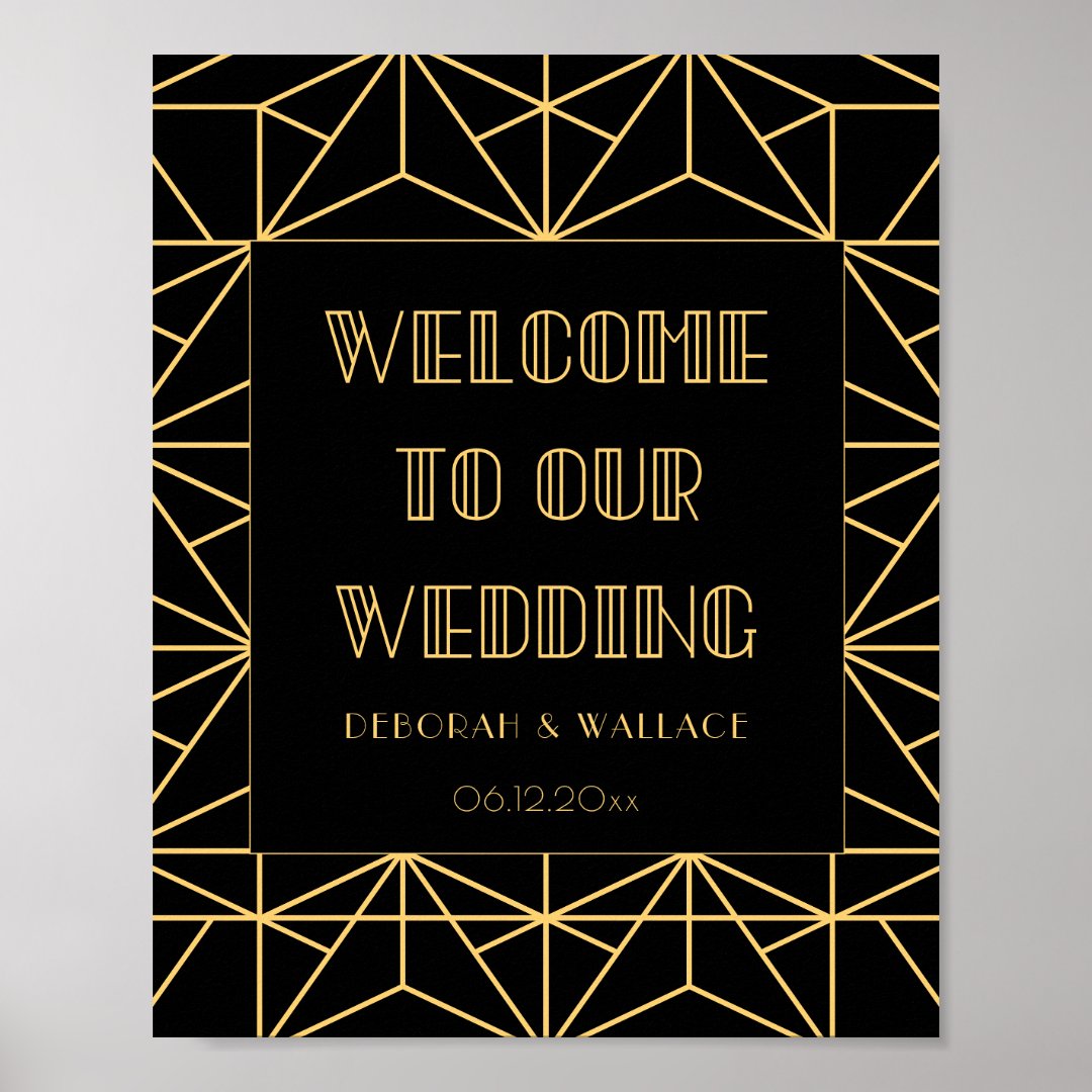 Vintage 1920s art deco Welcome to our wedding sign | Zazzle
