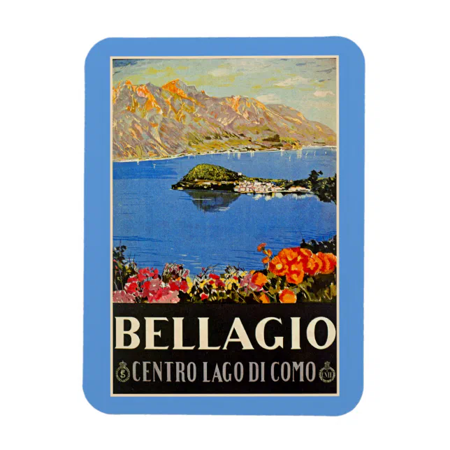 Vintage 1920s Bellagio Italian travel advert Magnet | Zazzle