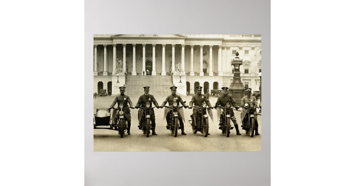 Vintage 1920s Motorcycle Cops Poster | Zazzle