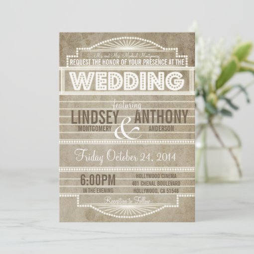 Vintage 1920's Movie Marquee Wedding Invitation | Zazzle