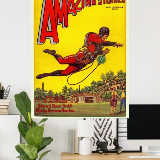 Vintage 1928 “Amazing Stories” comic Poster | Zazzle
