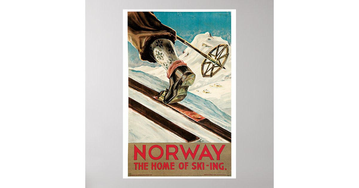 Vintage 1930s Norway ski travel ad Poster | Zazzle