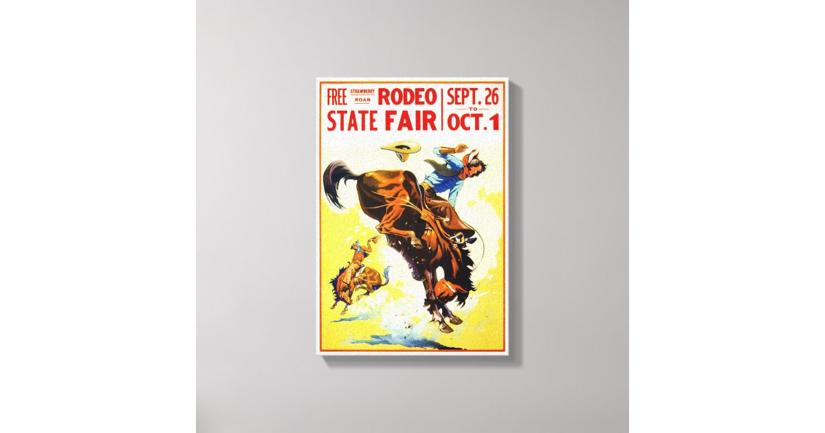Vintage 1930s Rodeo Poster Restored Canvas Print | Zazzle