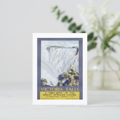 Vintage 1931 Cunard Line Victoria Falls Travel Postcard | Zazzle