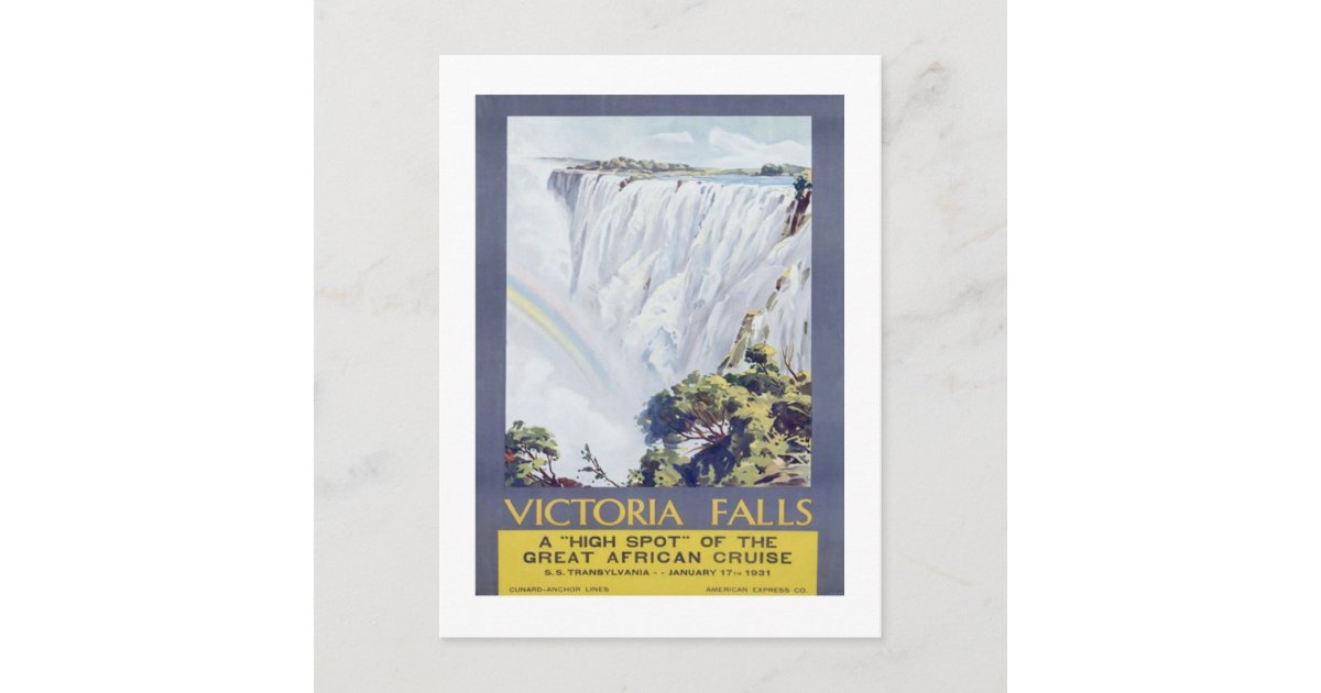 Vintage 1931 Cunard Line Victoria Falls Travel Postcard | Zazzle
