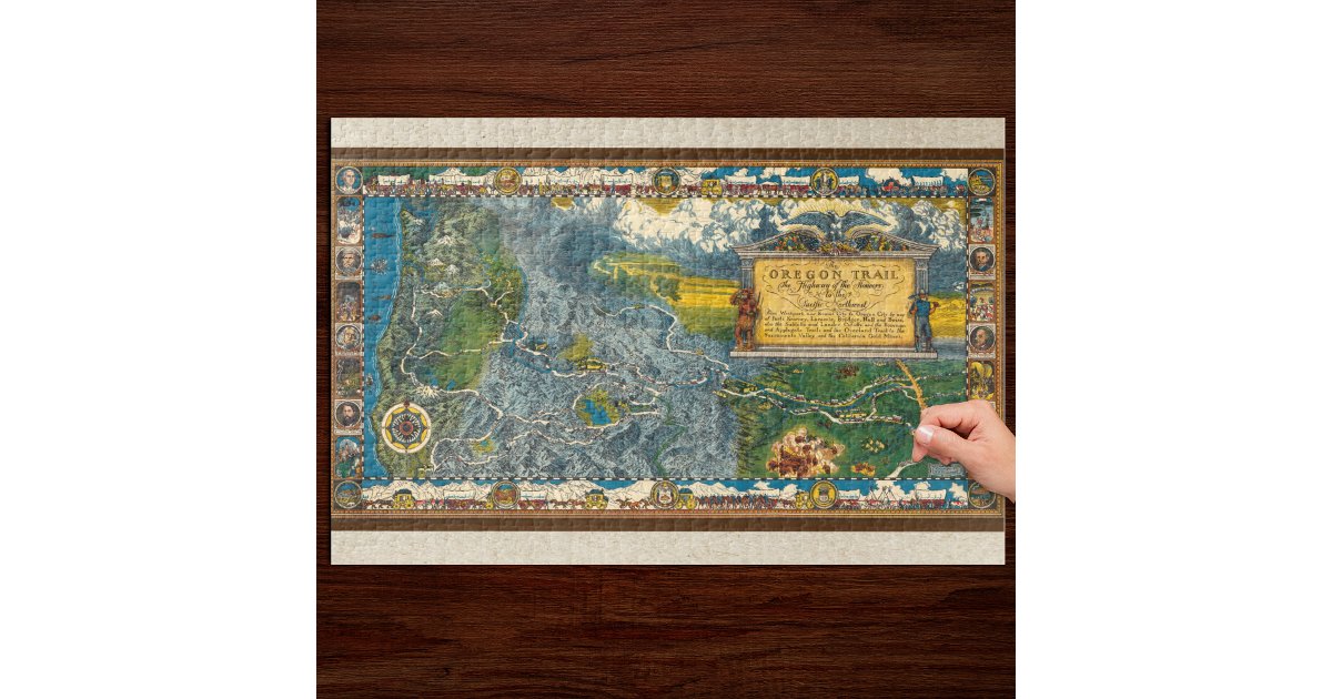Vintage 1932 Oregon Trail Restored Map Jigsaw Puzzle | Zazzle