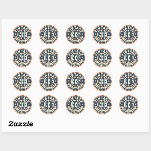 Vintage 1936 All Original Parts Classic Round Sticker | Zazzle