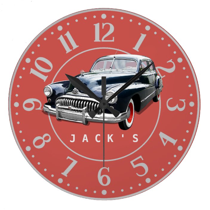 Vintage 1940s Black Buick Custom Large Clock | Zazzle.com
