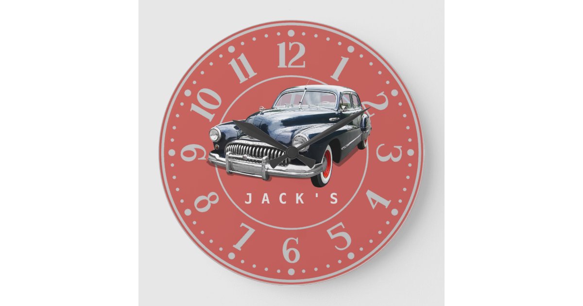 Vintage 1940s Black Buick Custom Large Clock | Zazzle