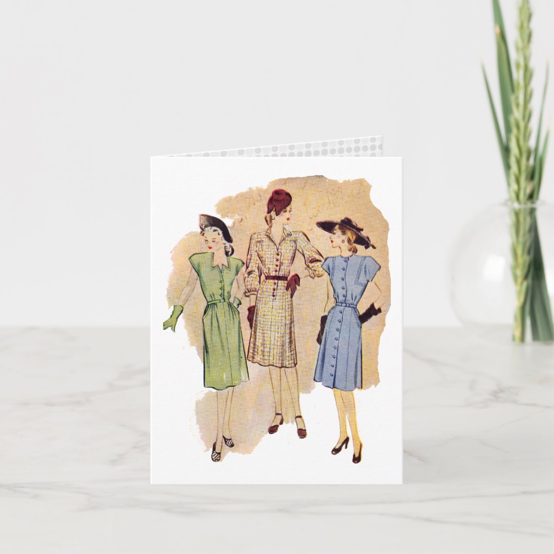 Vintage 1940s Fashion Card | Zazzle