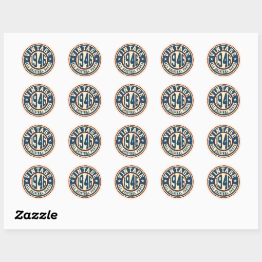 Vintage 1946 All Original Parts Classic Round Sticker | Zazzle