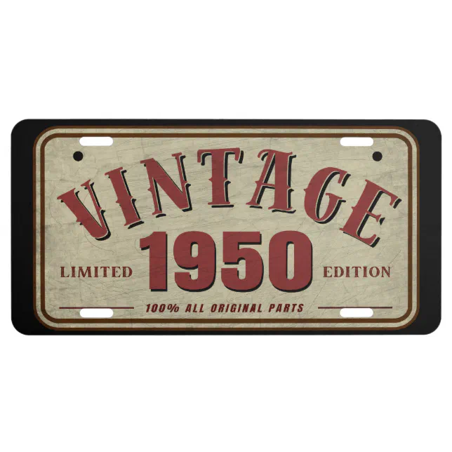 Vintage 1950 Limited Edition All Original Parts License Plate | Zazzle