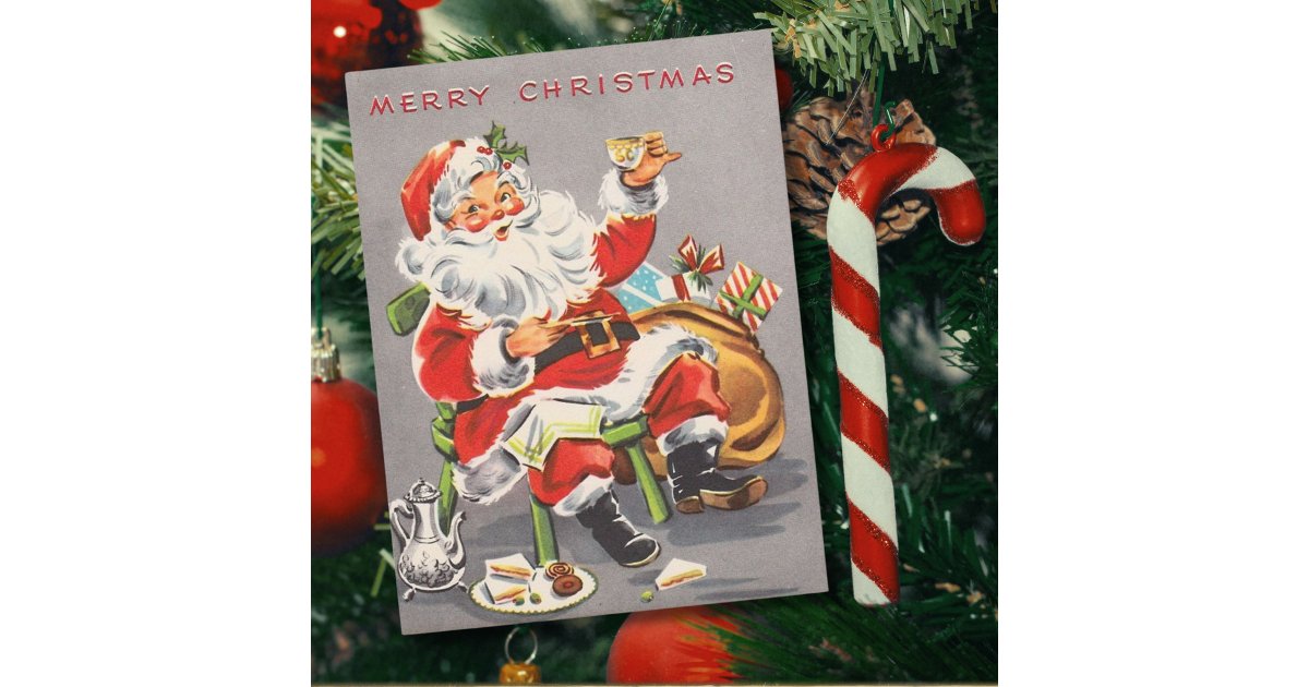 Vintage 1950 Santa Claus Holiday Postcard | Zazzle