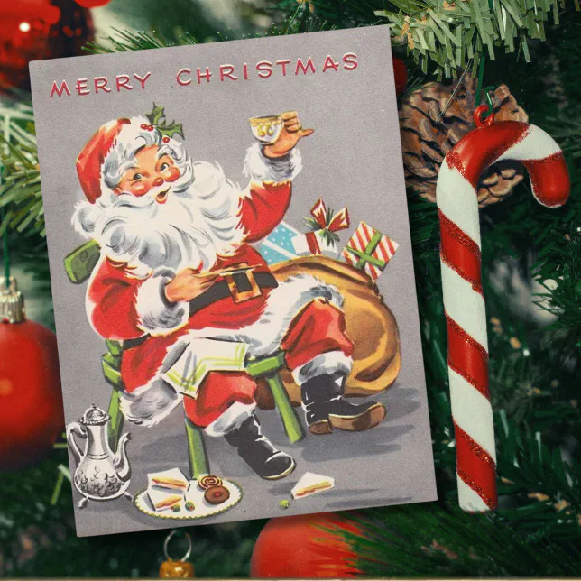 Vintage 1950 Santa Claus Holiday Postcard | Zazzle