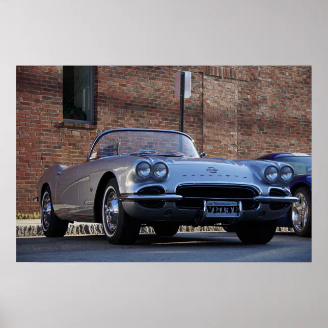 Vintage 1950s classic car convertible roadster poster | Zazzle