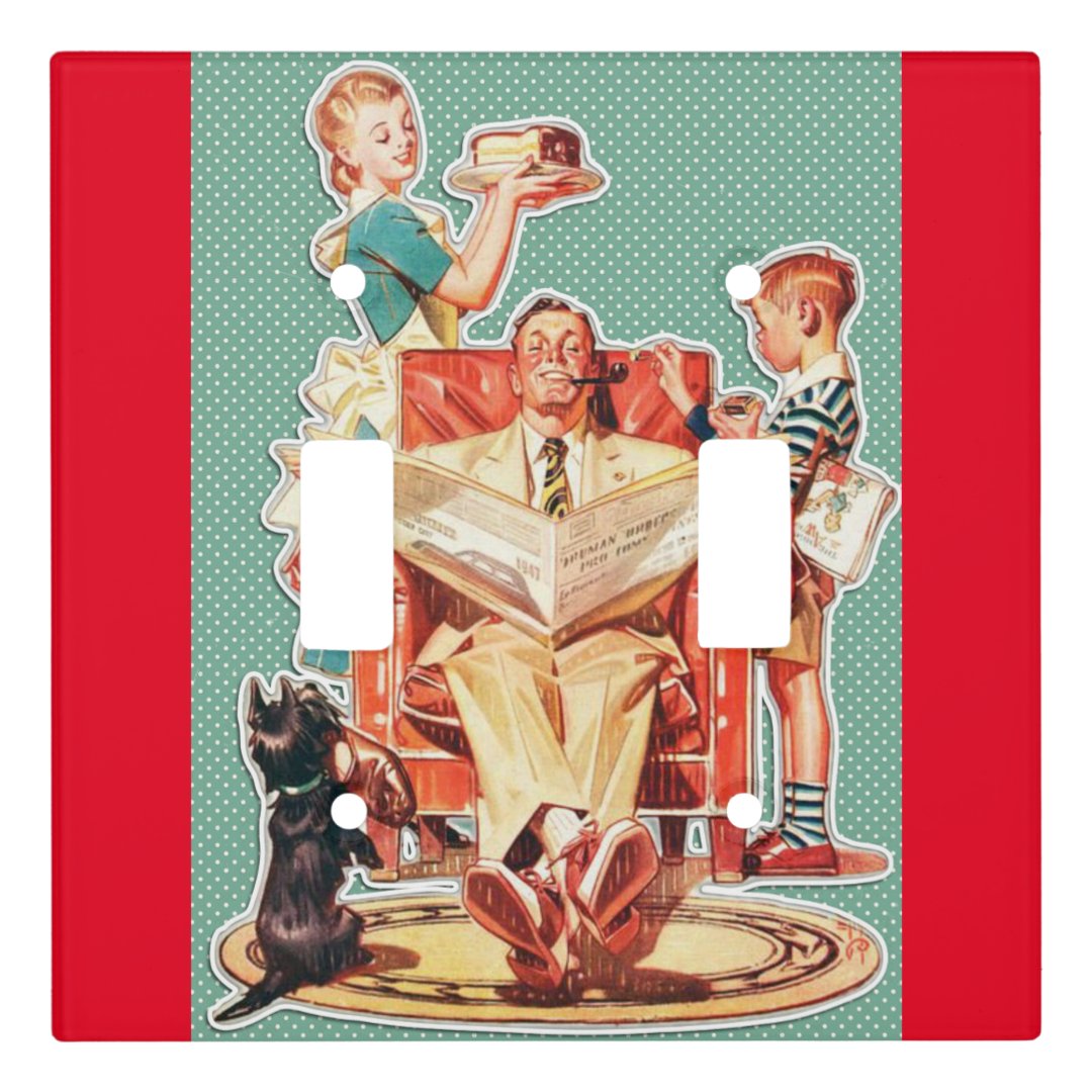 Vintage 1950's nuclear family 50's retro housewife light switch cover ...