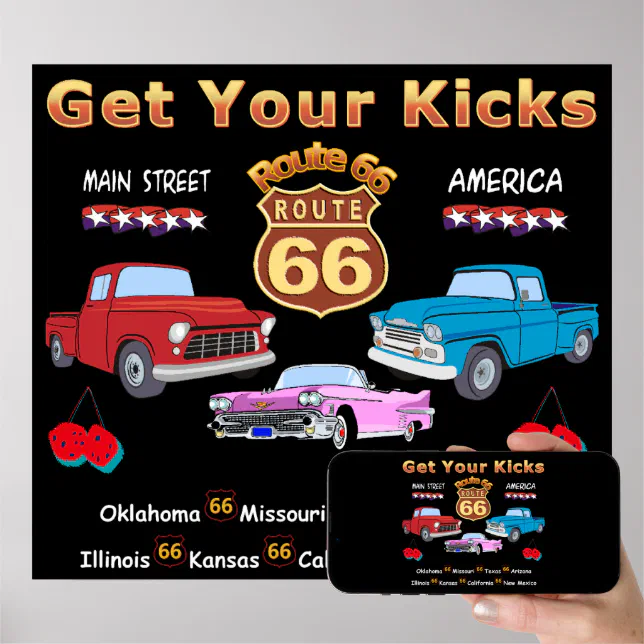 Vintage 1950s Route 66 Poster | Zazzle