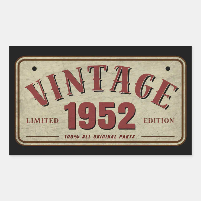 Vintage 1952 Limited Edition All Original Parts Rectangular Sticker ...