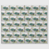 Vintage 1955 car on road map wrapping paper | Zazzle
