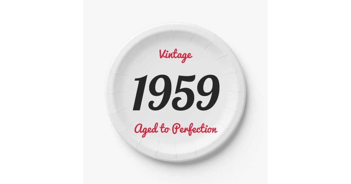 Vintage 1959 Aged To Perfection 60 Birthday Party Paper Plates | Zazzle
