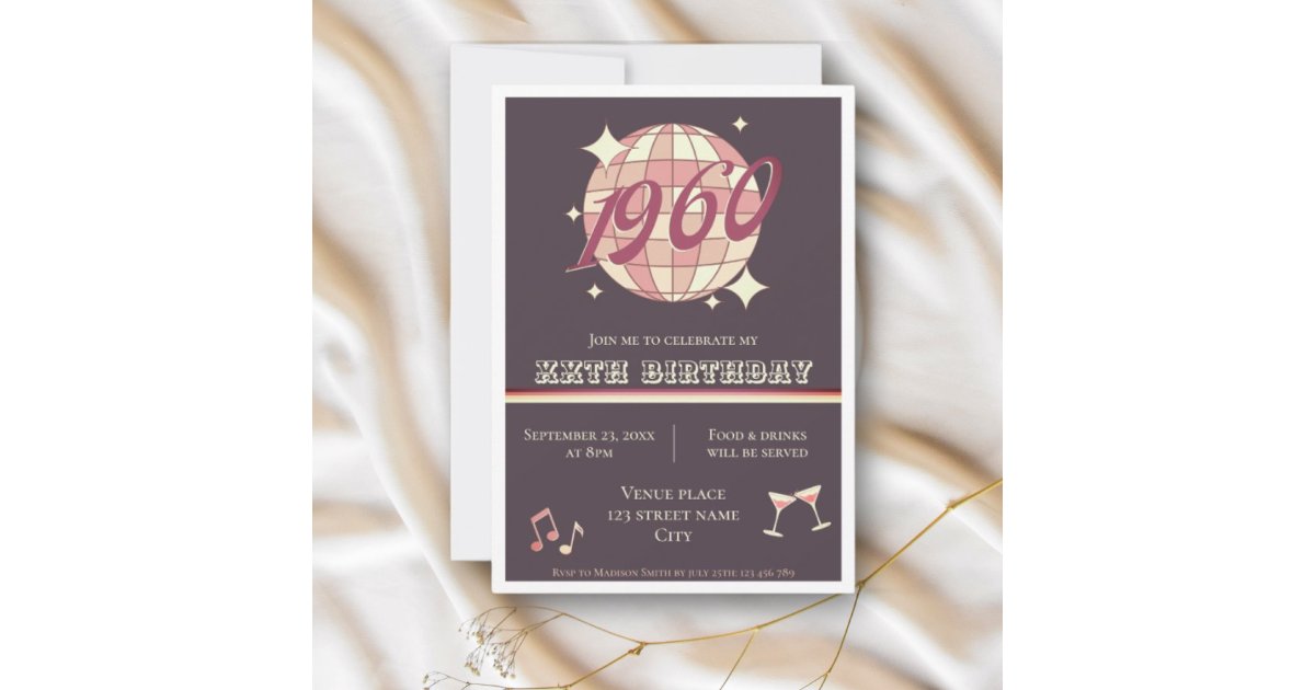 Vintage 1960 64th 65th birthday retro Invitation | Zazzle