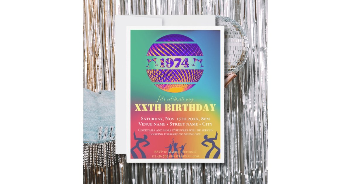 Vintage 1974 51st birthday party invitation | Zazzle