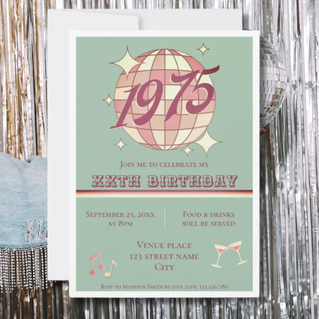 Vintage 1975 50th birthday party Invitation | Zazzle
