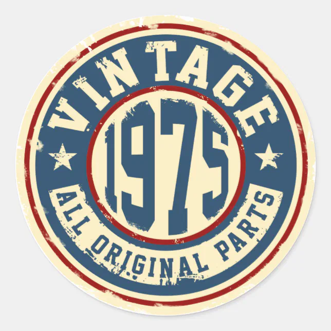 Vintage 1975 All Original Parts Classic Round Sticker | Zazzle