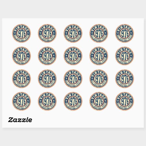Vintage 1976 All Original Parts Classic Round Sticker | Zazzle