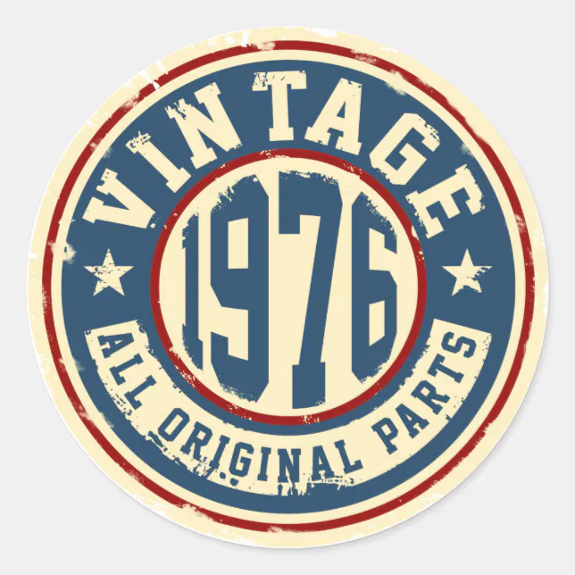 Vintage 1976 All Original Parts Classic Round Sticker | Zazzle