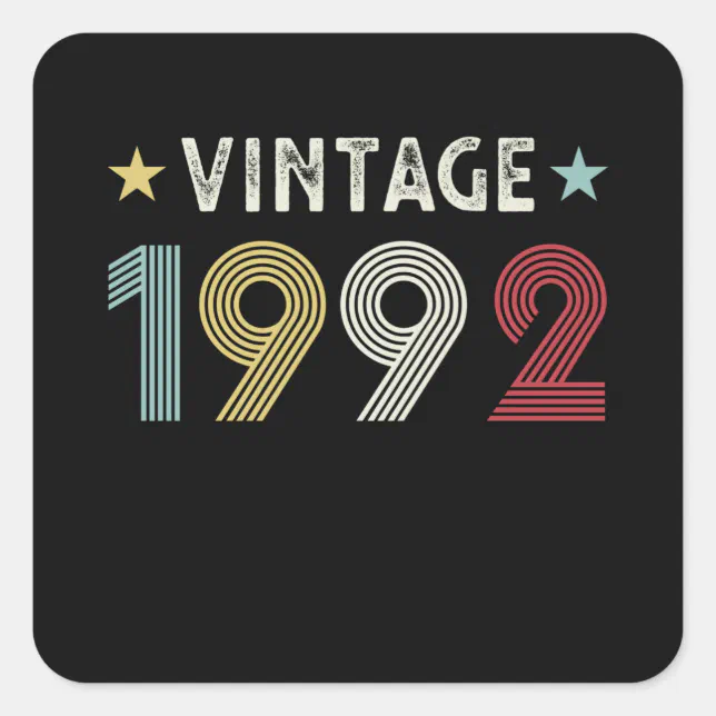 Vintage 1992 30th Birthday Gift 30 years old Square Sticker | Zazzle