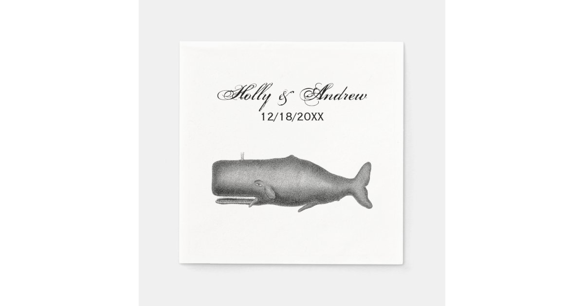 Vintage 19th Century Whale Drawing Paper Napkins | Zazzle
