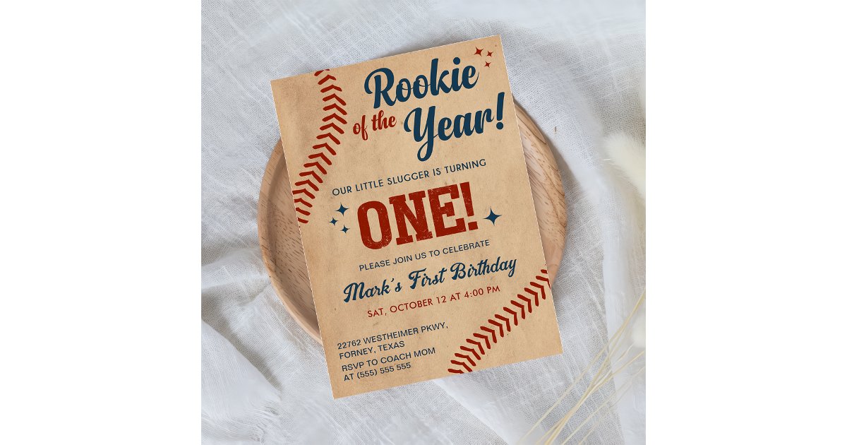 Vintage 1st Birthday Baseball Invitation | Zazzle
