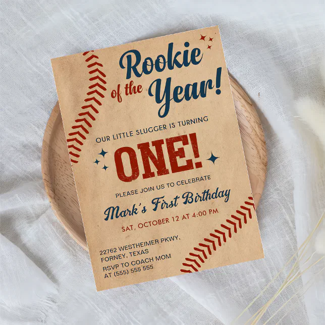Vintage 1st Birthday Baseball Invitation | Zazzle