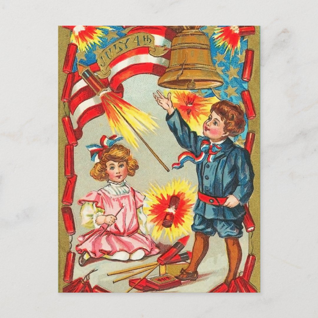 Vintage 4th of July Fireworks Postcard | Zazzle