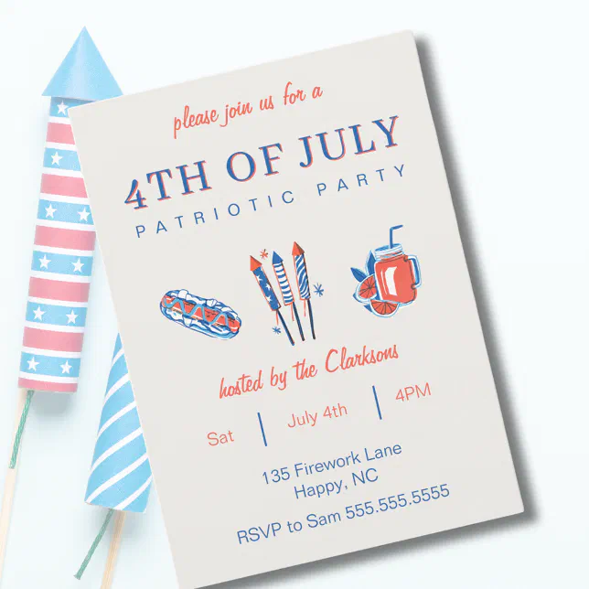 Vintage 4th of July Patriotic Party Celebration Invitation | Zazzle