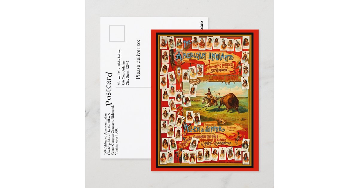Vintage 50 Famous Native American Indian Chiefs Postcard | Zazzle