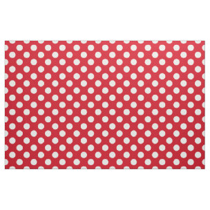 White and Red Polka Dot Fabric | Zazzle