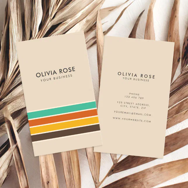 Vintage 70s Retro Stripes Business Card | Zazzle