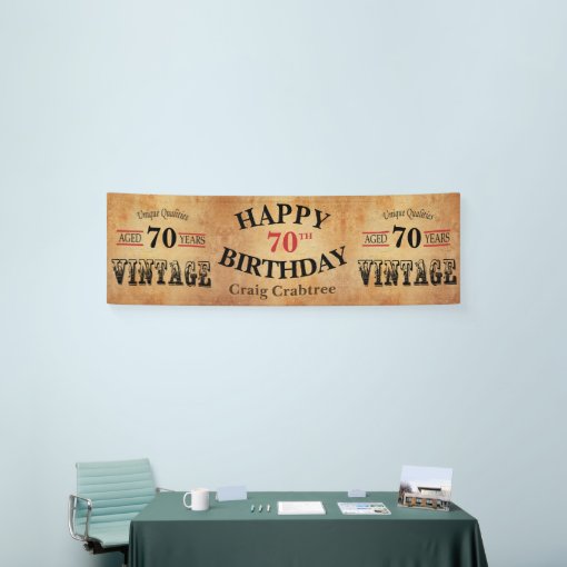 Vintage 70th Birthday Design Banner | Zazzle