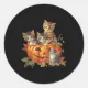 Vintage 90s Cat Retro Pumpkin Kittens Halloween Ca Classic Round ...