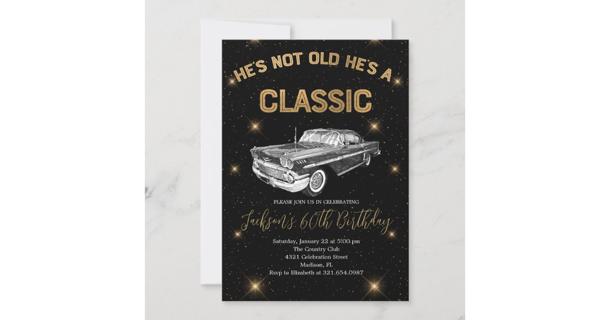 Vintage a Classic Car Birthday Celebrating Party Invitation | Zazzle