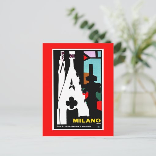 Vintage abstract Italian Travel poster Milan Postcard | Zazzle