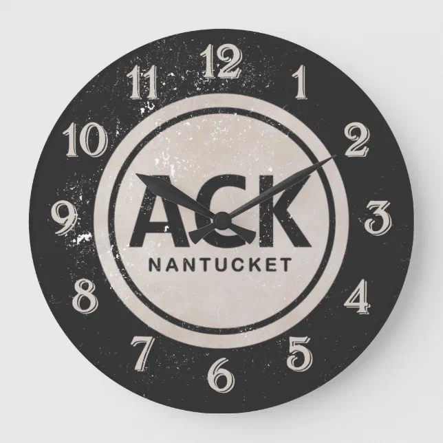 Vintage ACK Nantucket Massachusetts Beach Tag Large Clock | Zazzle